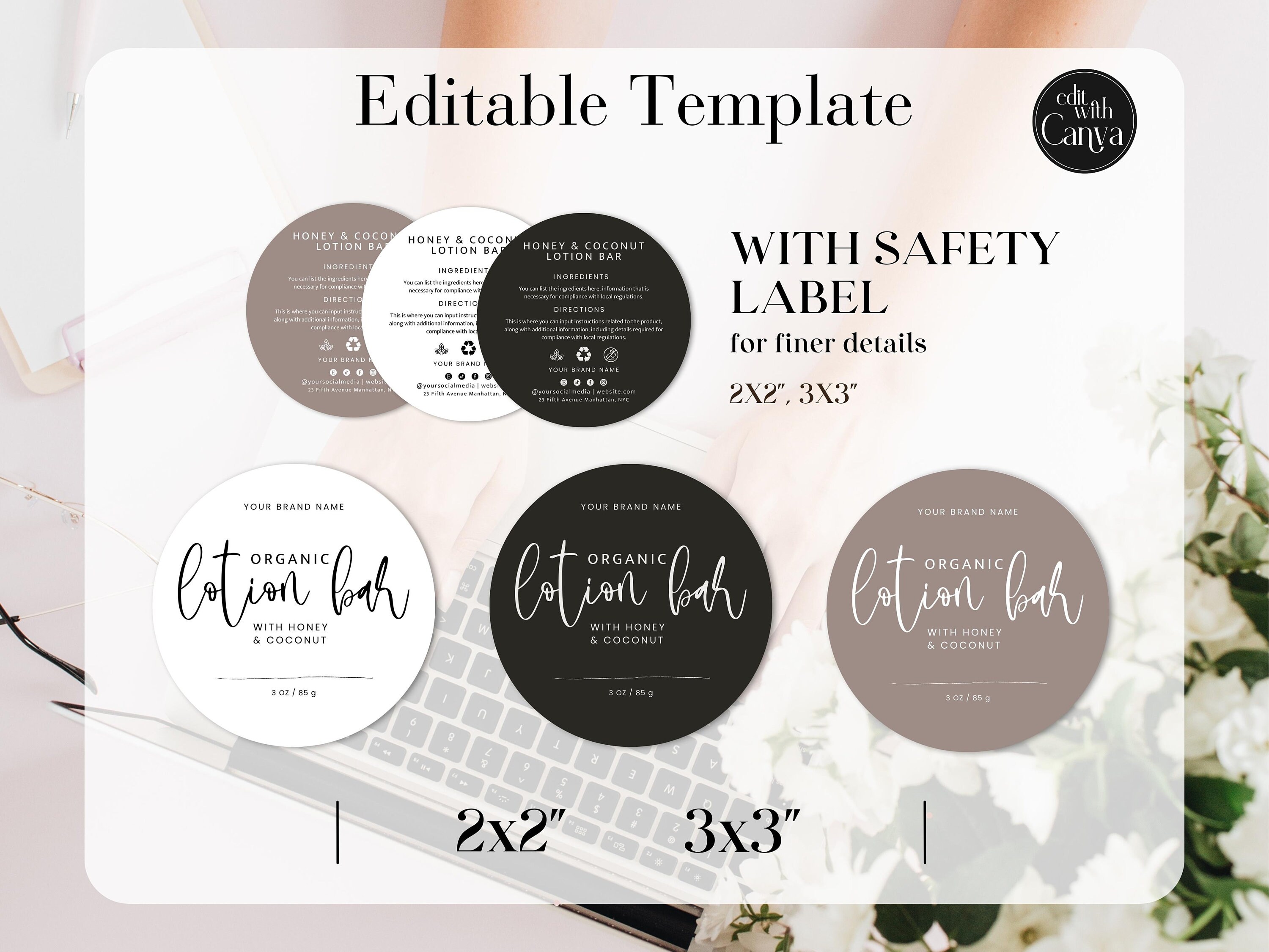 Editable Lotion Bar Label Template DIY 3 Round 2 - Etsy