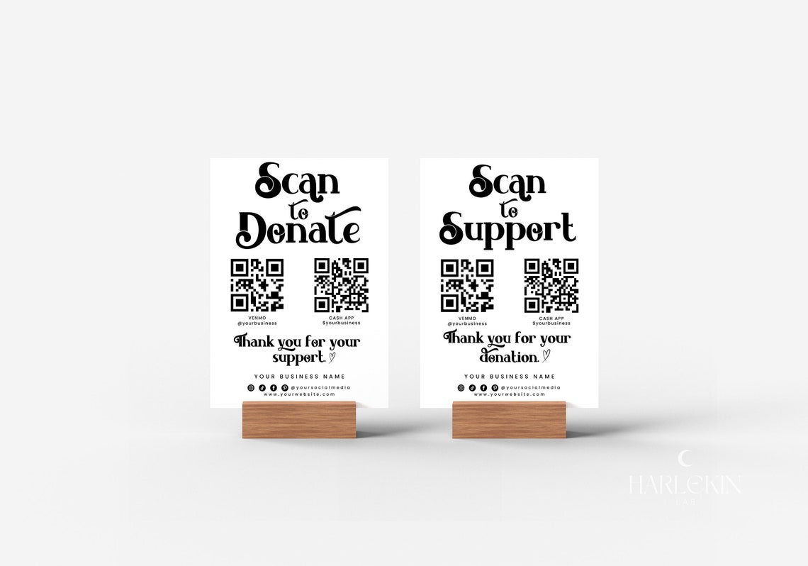 Editable Scan to Donate Sign, DIY QR Code Sign, Cashapp Paypal Scan to ...