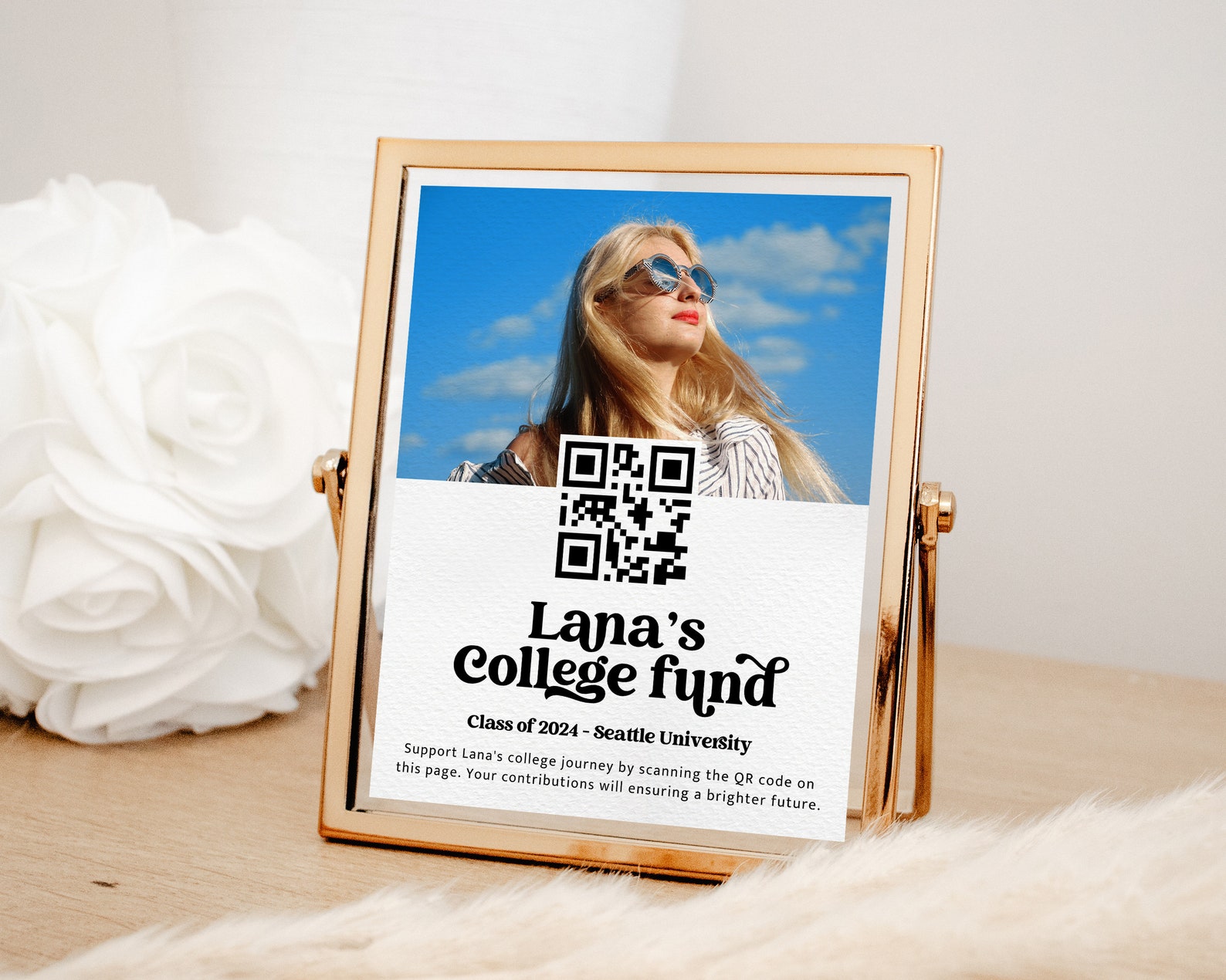 Editable College Fund Sign Template, DIY Grad Party QR Code Sign, Venmo ...