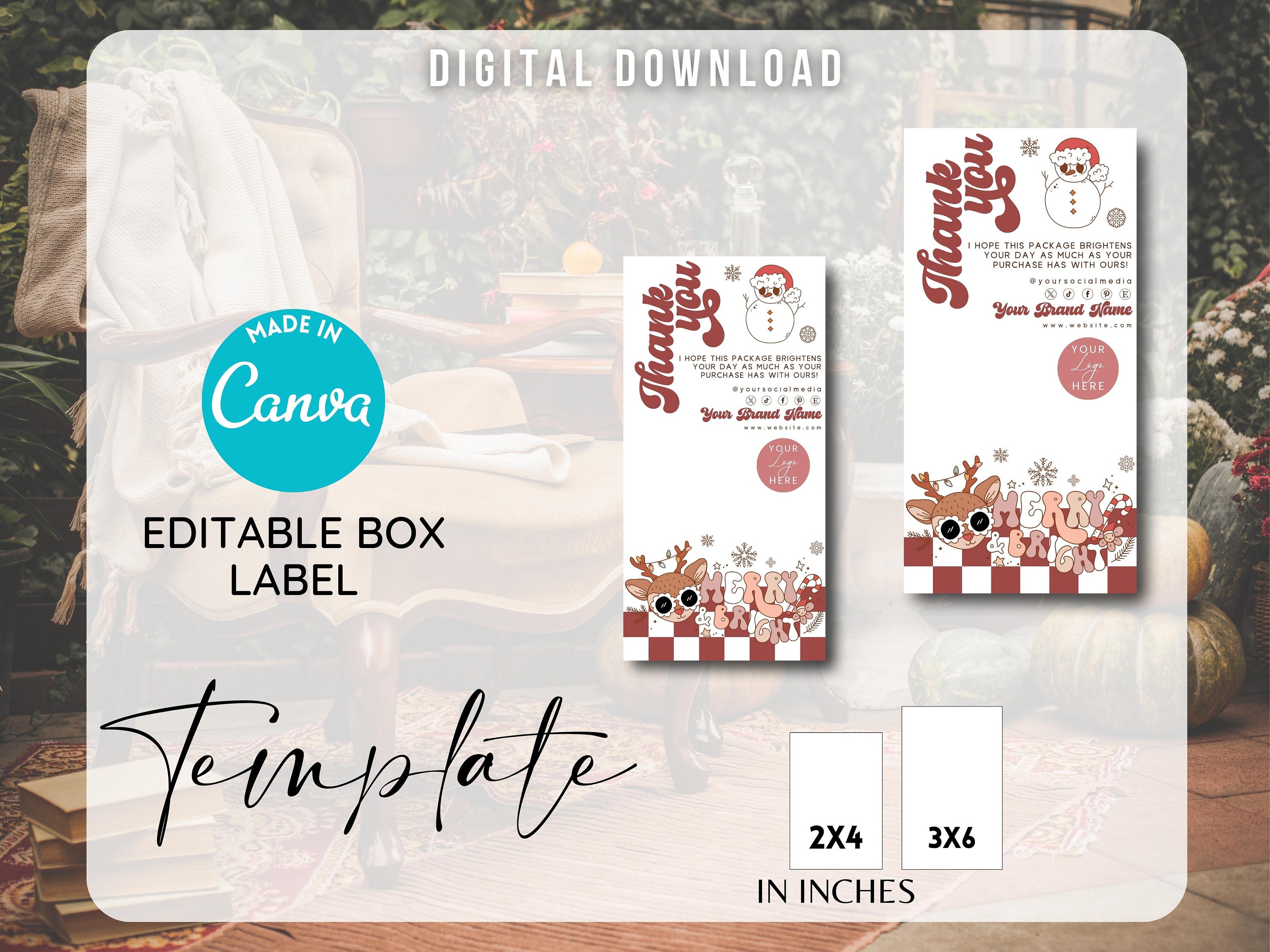 Editable Christmas Box Label Template Winter Shipping Label - Etsy