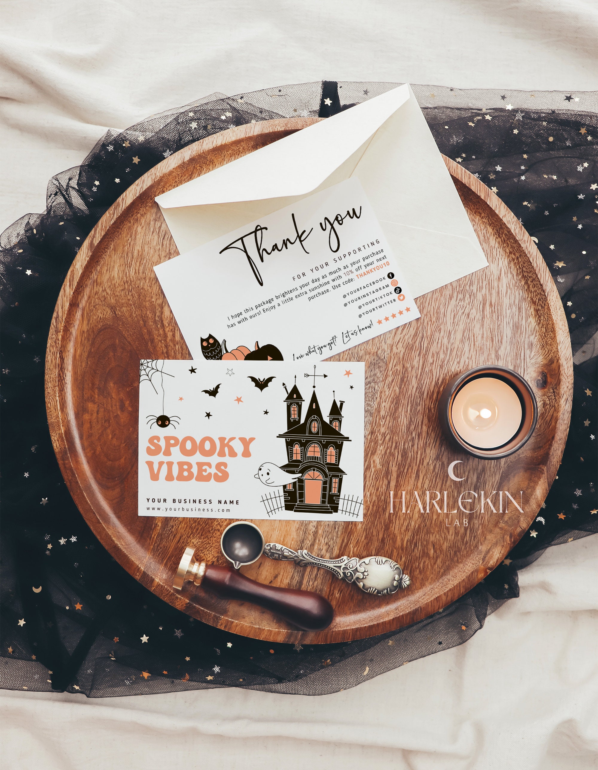 Editable Spooky Halloween Thank You Card, Customizable Thanks Note ...