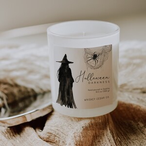 Halloween Candle Label Set, Customizable Canva Template, DIY Autumn ...