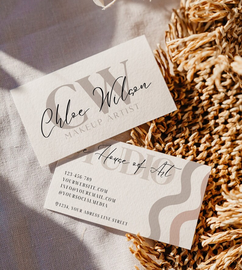 Printable Business Card With QR Code, Elegant Boho Name Card Template ...