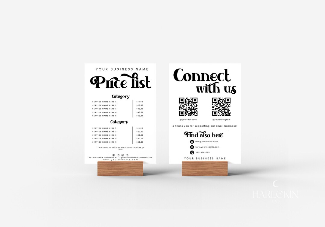 Editable Retro Vendor Price List, DIY Connect With Us, Instant Download ...