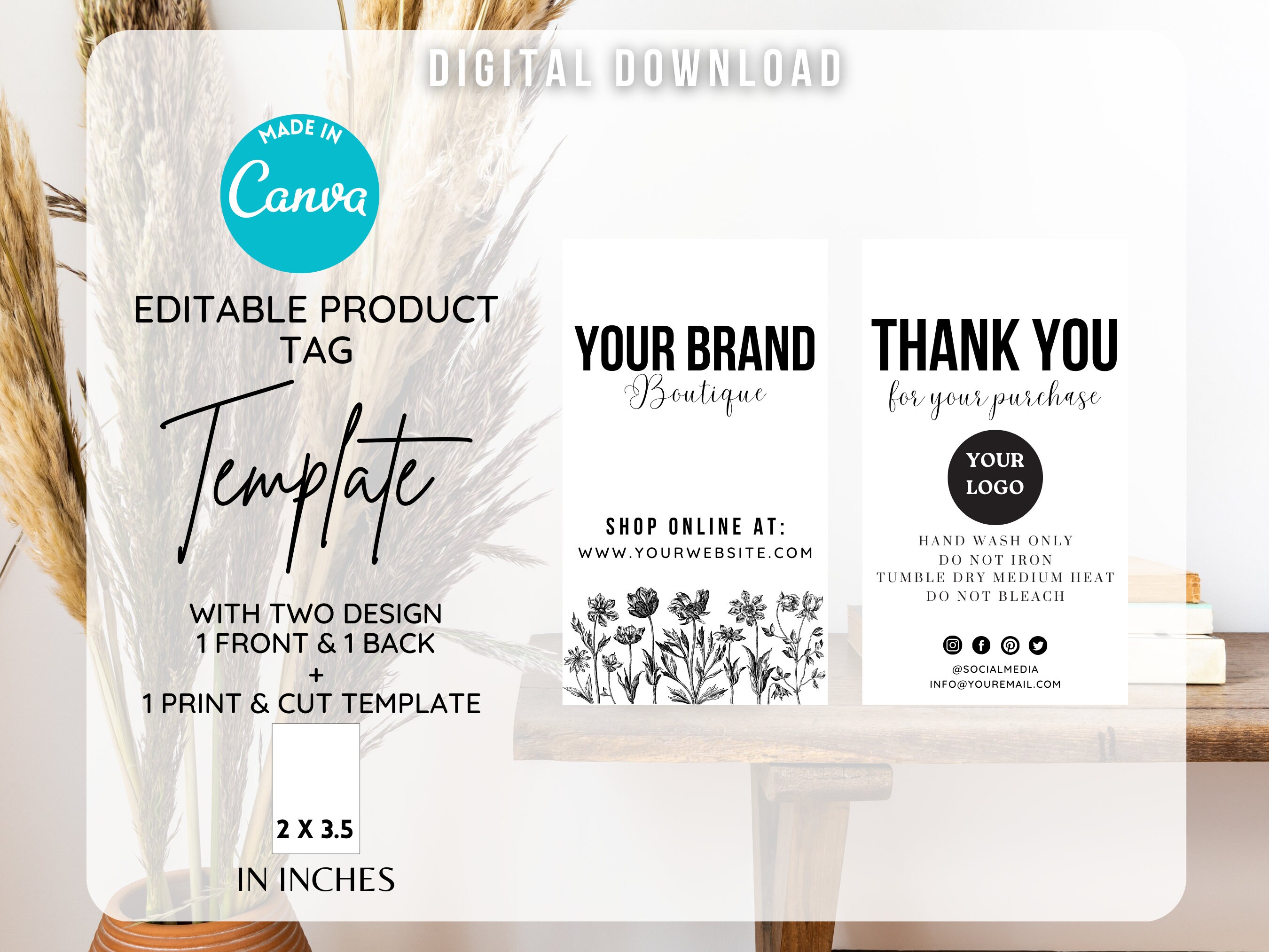 Editable Business Price Tag Template Washing Instructions - Etsy