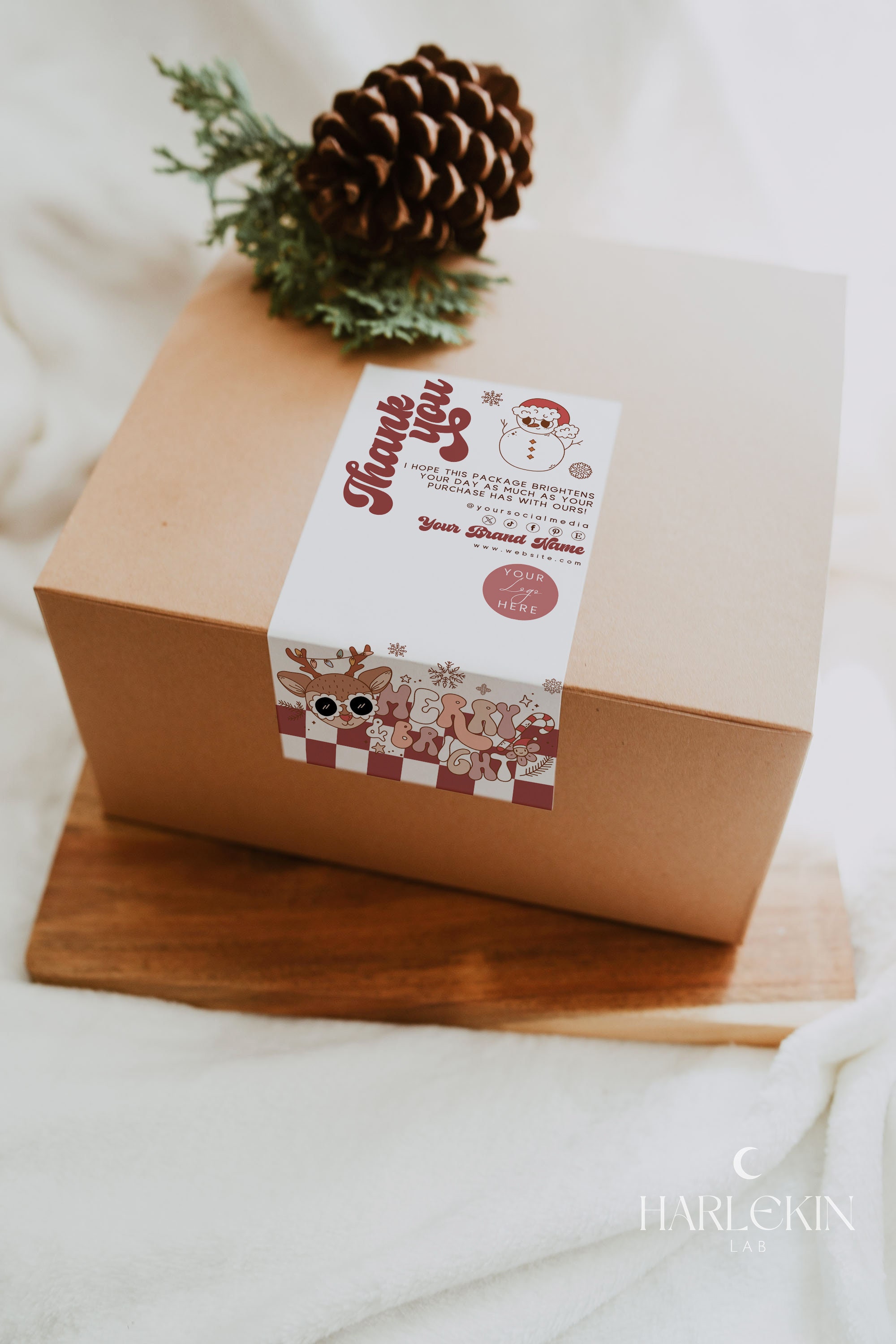 Editable Christmas Box Label Template, Winter Shipping Label Design ...