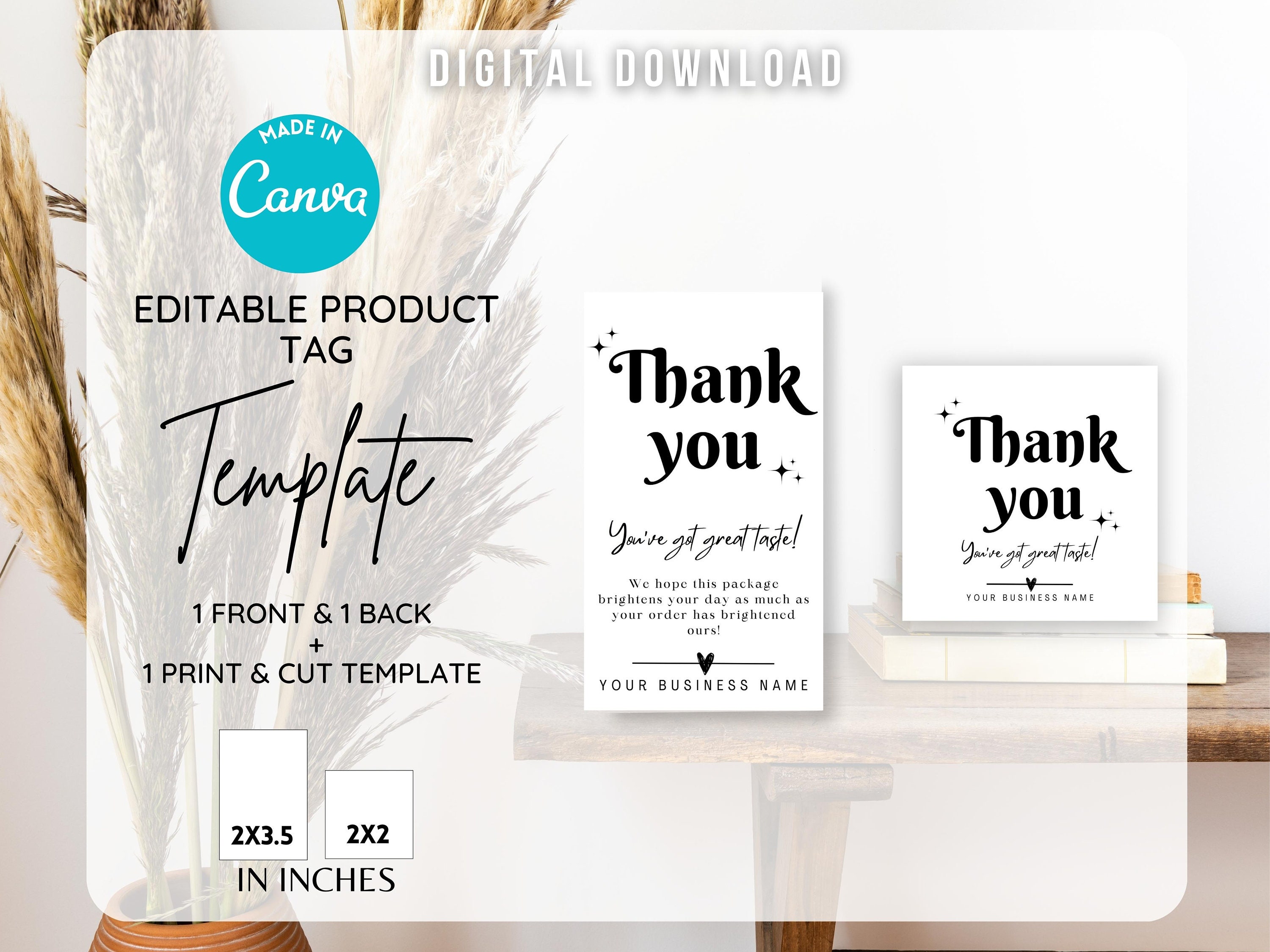 Editable Business Hang Tag Template, Retro Thank You Label ...