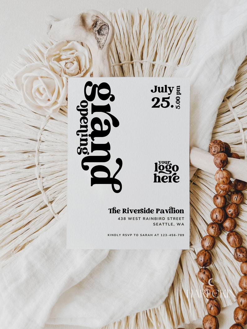 Trendy Grand Opening Business Invitation Template, DIY Minimalist ...