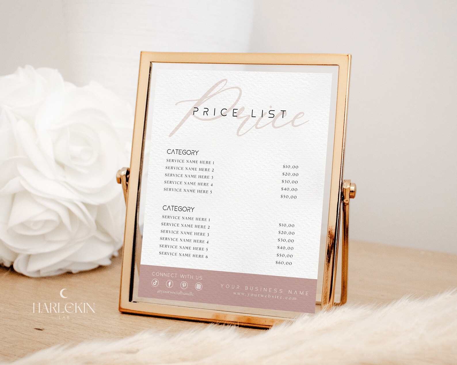 Editable Elegant Vendor Price List, DIY Printable Salon Price Sheet ...