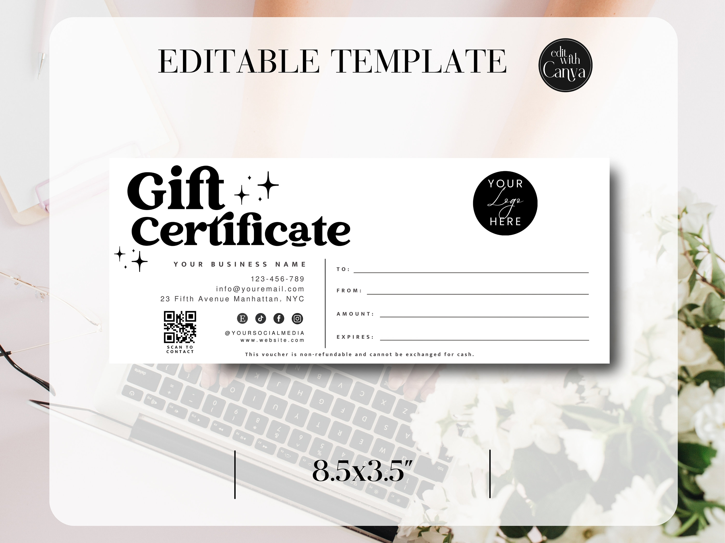 Editable Gift Voucher Certificate Canva Template, DIY Spa Gift ...