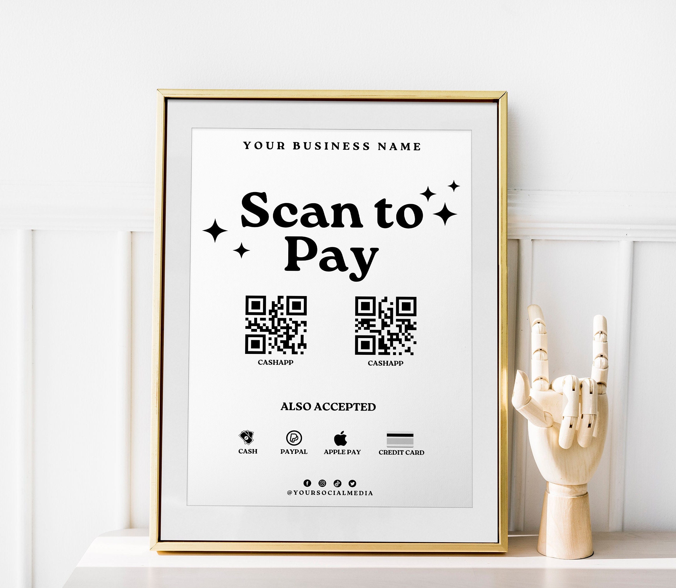 Printable QR Code Sign, Customizable Scan to Pay Sign, Cashapp Paypal ...