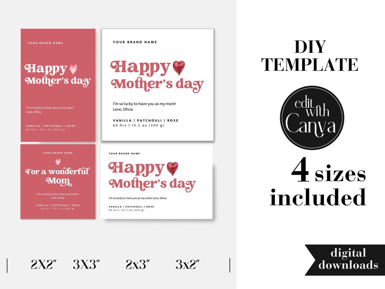 Editable Mothers Day Candle Label, Customizable Canva Template, DIY ...