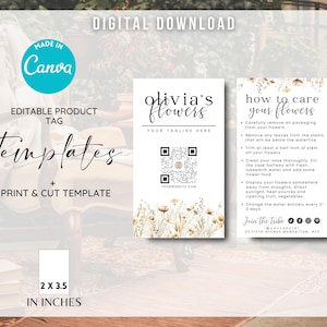 Editable Florist Hang Tag Template, Customizable Minimal Flowers Care ...