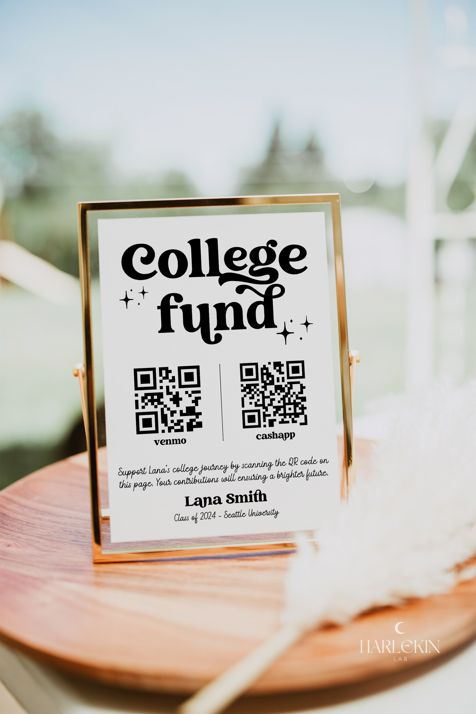 Editable College Fund Sign Template, DIY Grad Party QR Code Sign, Venmo Donation Fund Printable ...