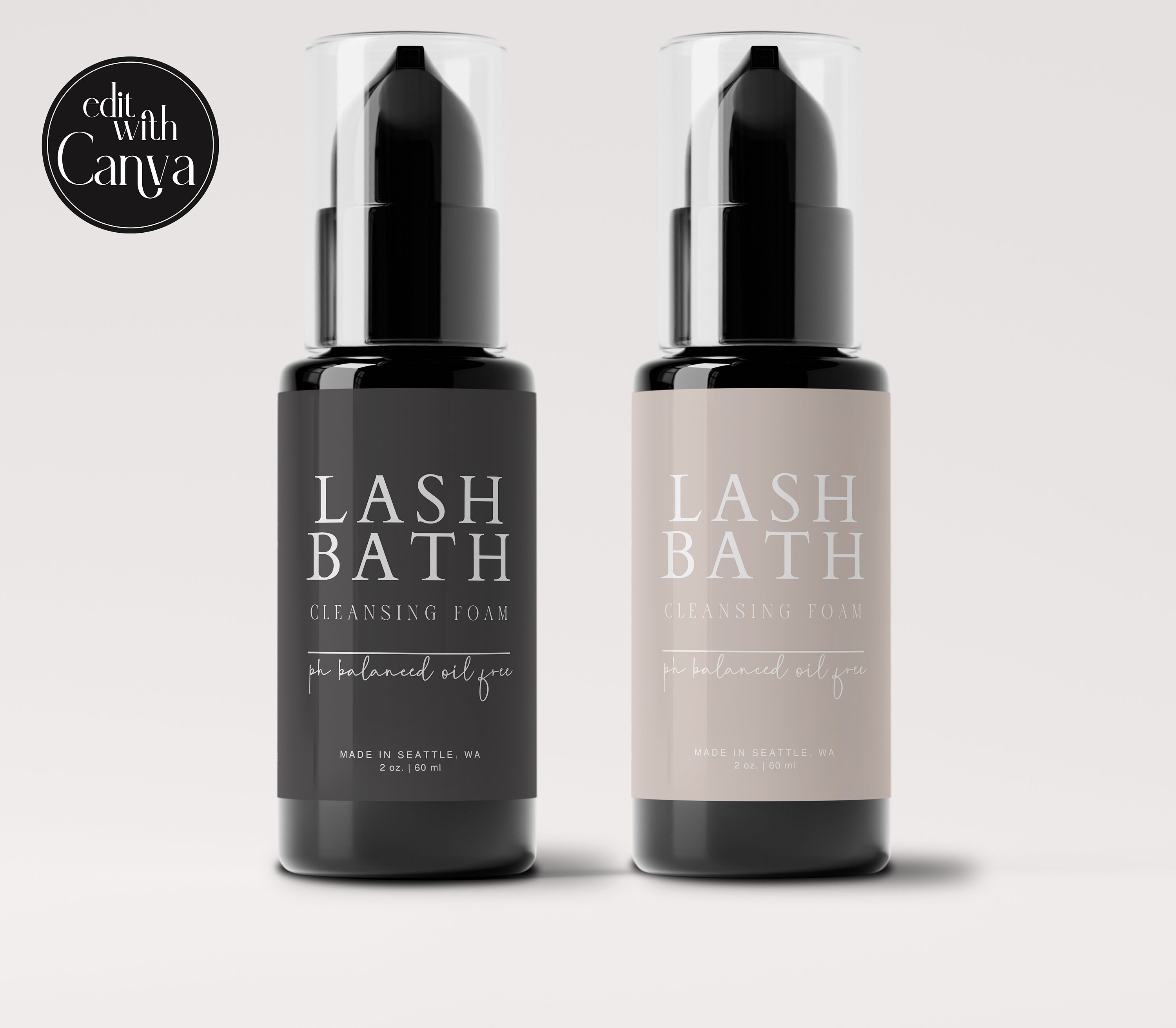 Editable Lash Bath Label Template, DIY Wrap Eyelash Cleanser Foam Label ...