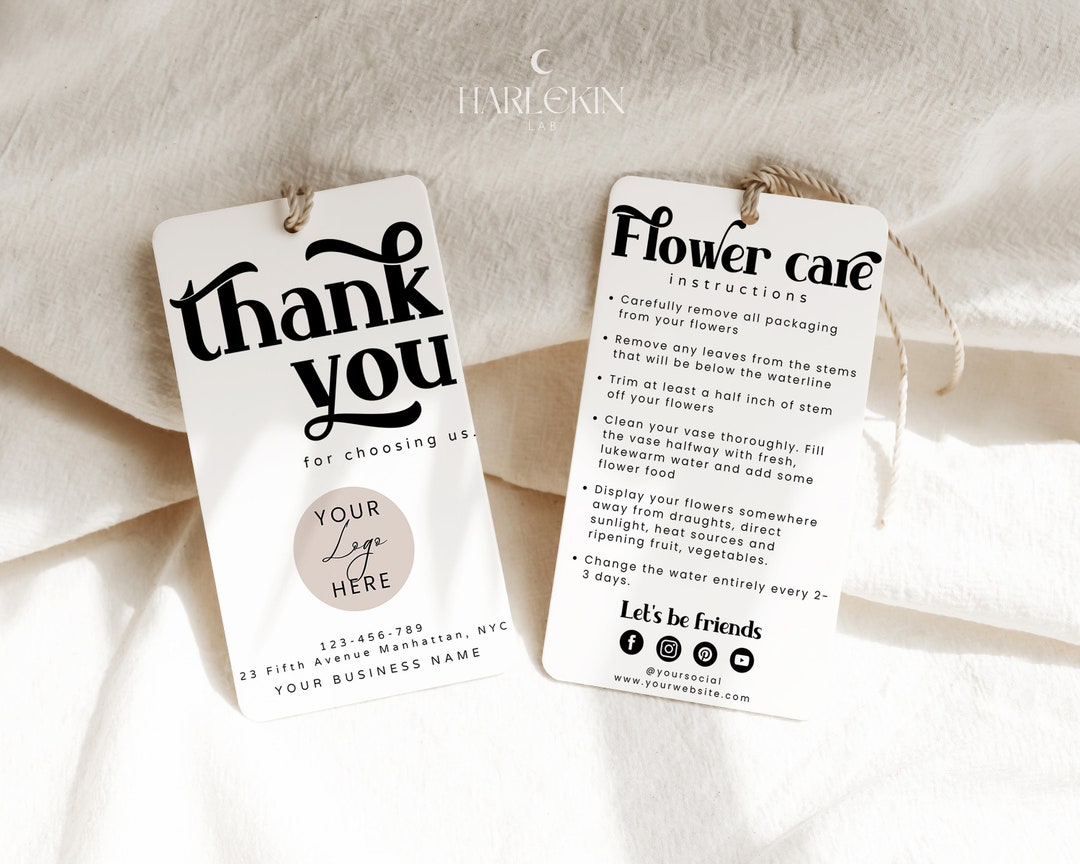 Editable Florist Hang Tag Template Customizable Minimal - Etsy