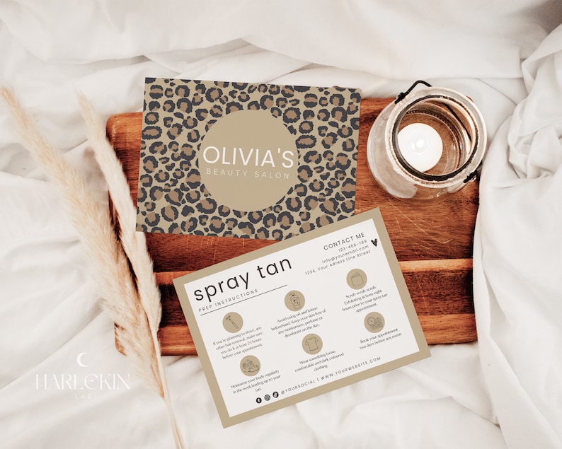 Editable Spray Tan Prep Card Template DIY Artist Tanning Care - Etsy