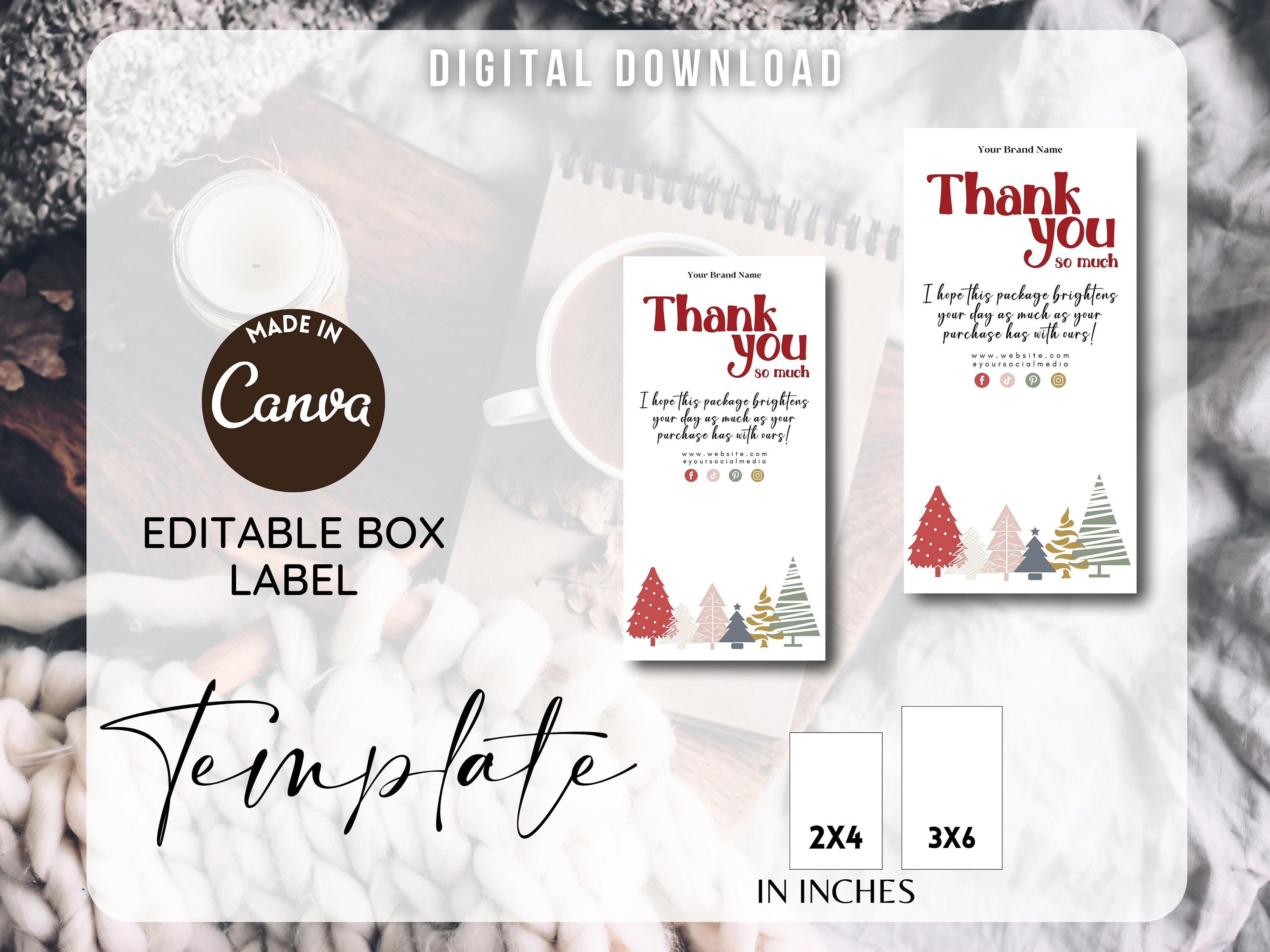 Editable Christmas Box Label Template Winter Shipping Label - Etsy