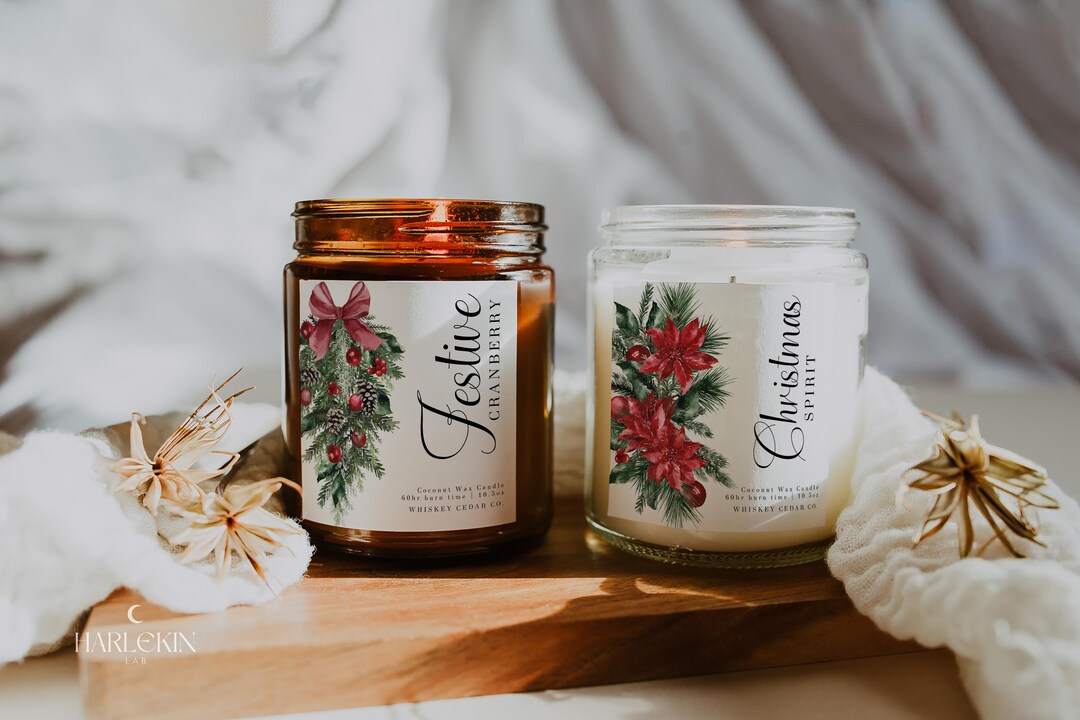 Editable Christmas Candle Label Template, DIY Winter Candle Jar Label ...