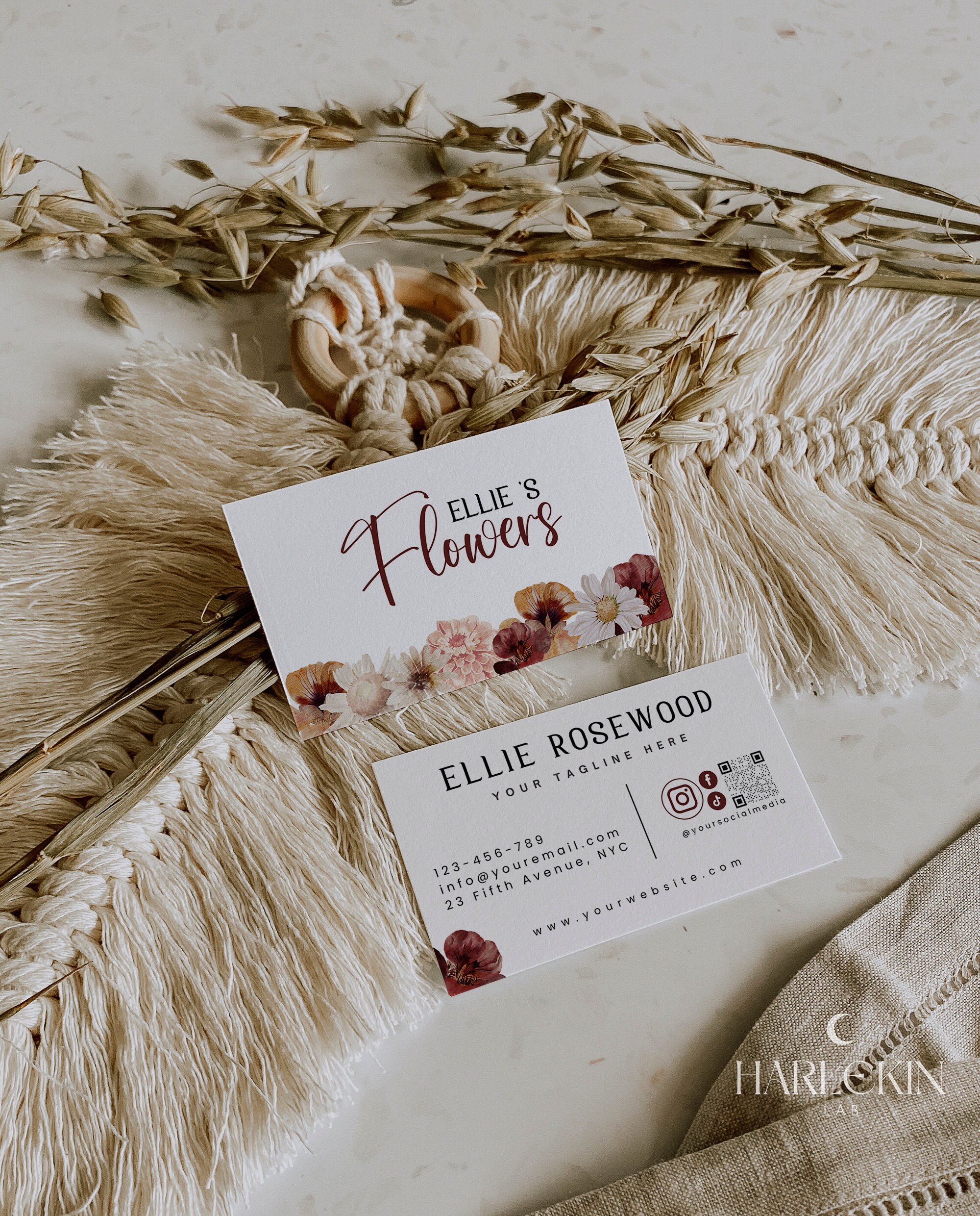 Editable Florist Business Card Name Card Template Instant - Etsy