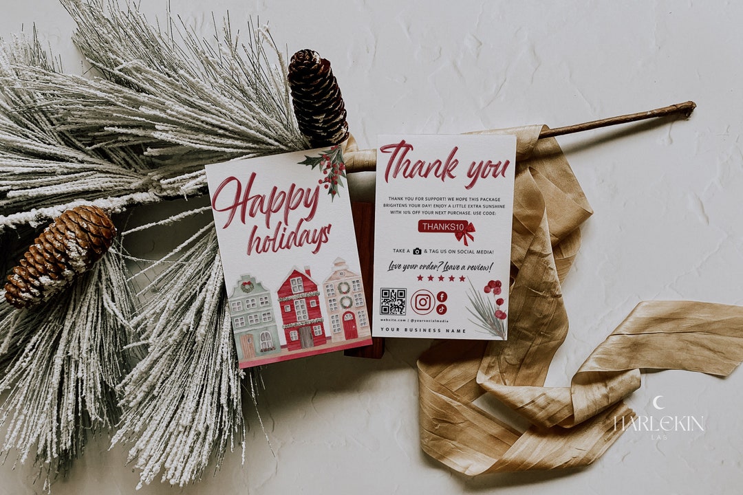 Editable Christmas Thank You Card, Customizable Thanks Note, DIY Winter ...