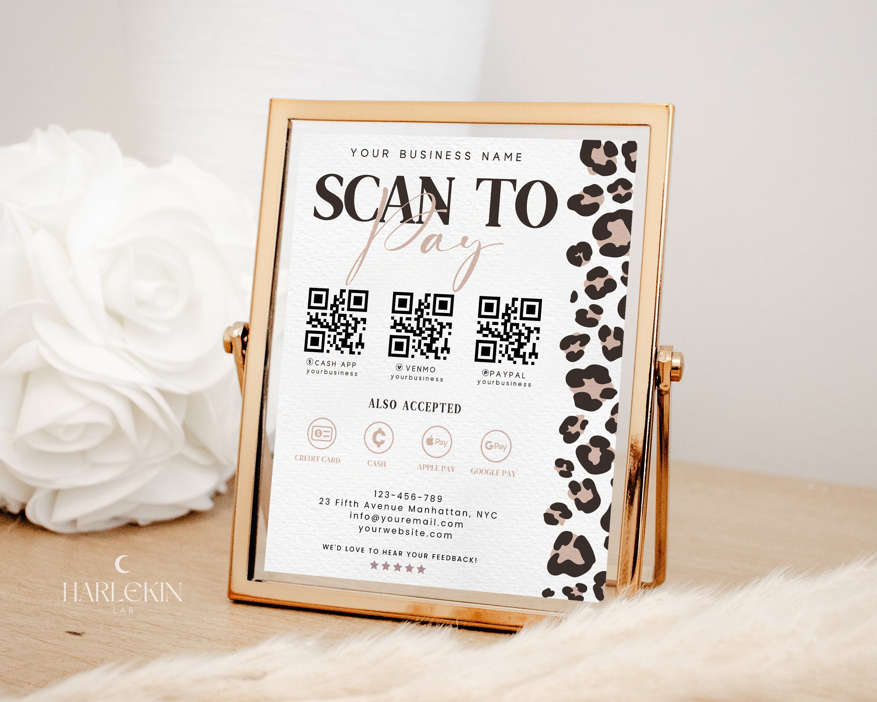 Printable QR Code Sign, Leopard Scan to Pay Sign, Safari Cashapp Paypal ...