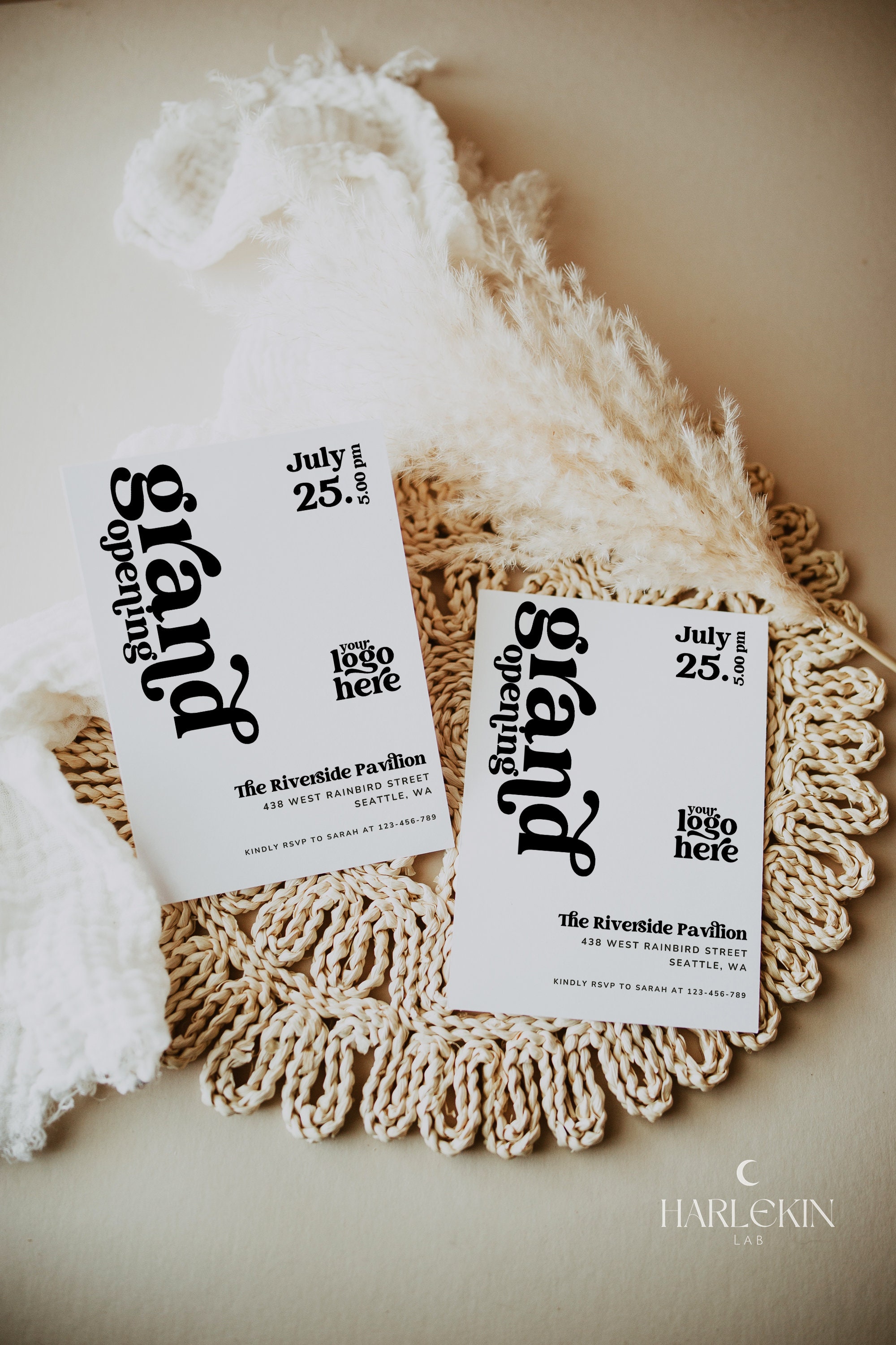 Trendy Grand Opening Business Invitation Template, DIY Minimalist ...