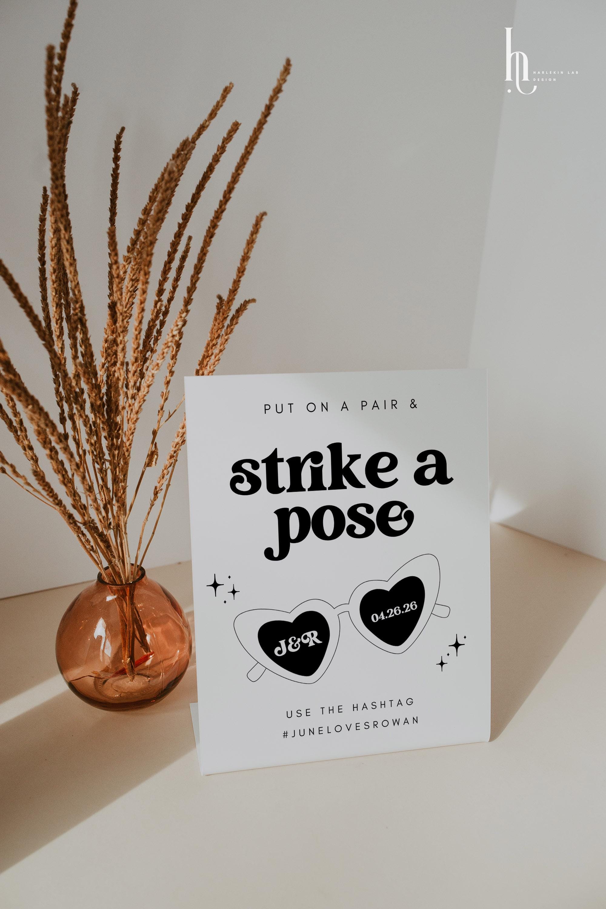 MIRAY Strike a Pose Sign Template, Wedding Sunglasses Party Sign ...