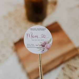 Editable Mothers Day Candle Label, Customizable Mom's Day Template ...