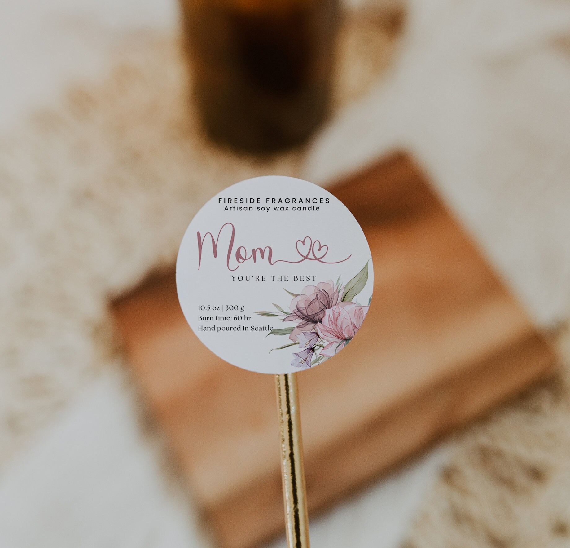 Editable Mothers Day Candle Label, Customizable Mom's Day Template ...