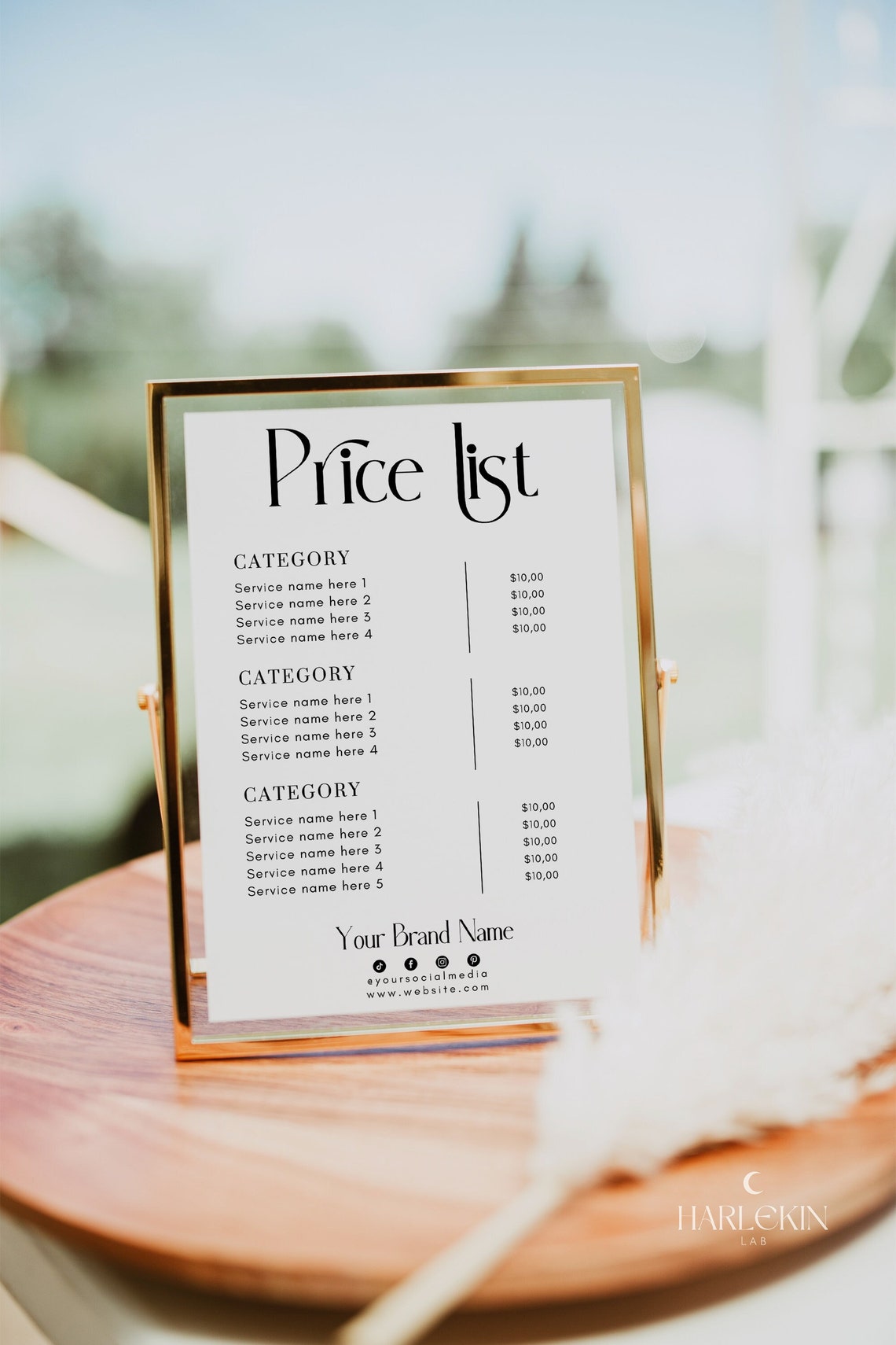 Editable Elegant Vendor Price List, DIY Printable Salon Price Sheet ...