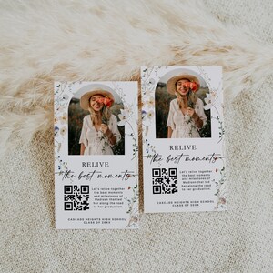 Editable College Video Montage Card Template, DIY Photo Grad Party QR ...