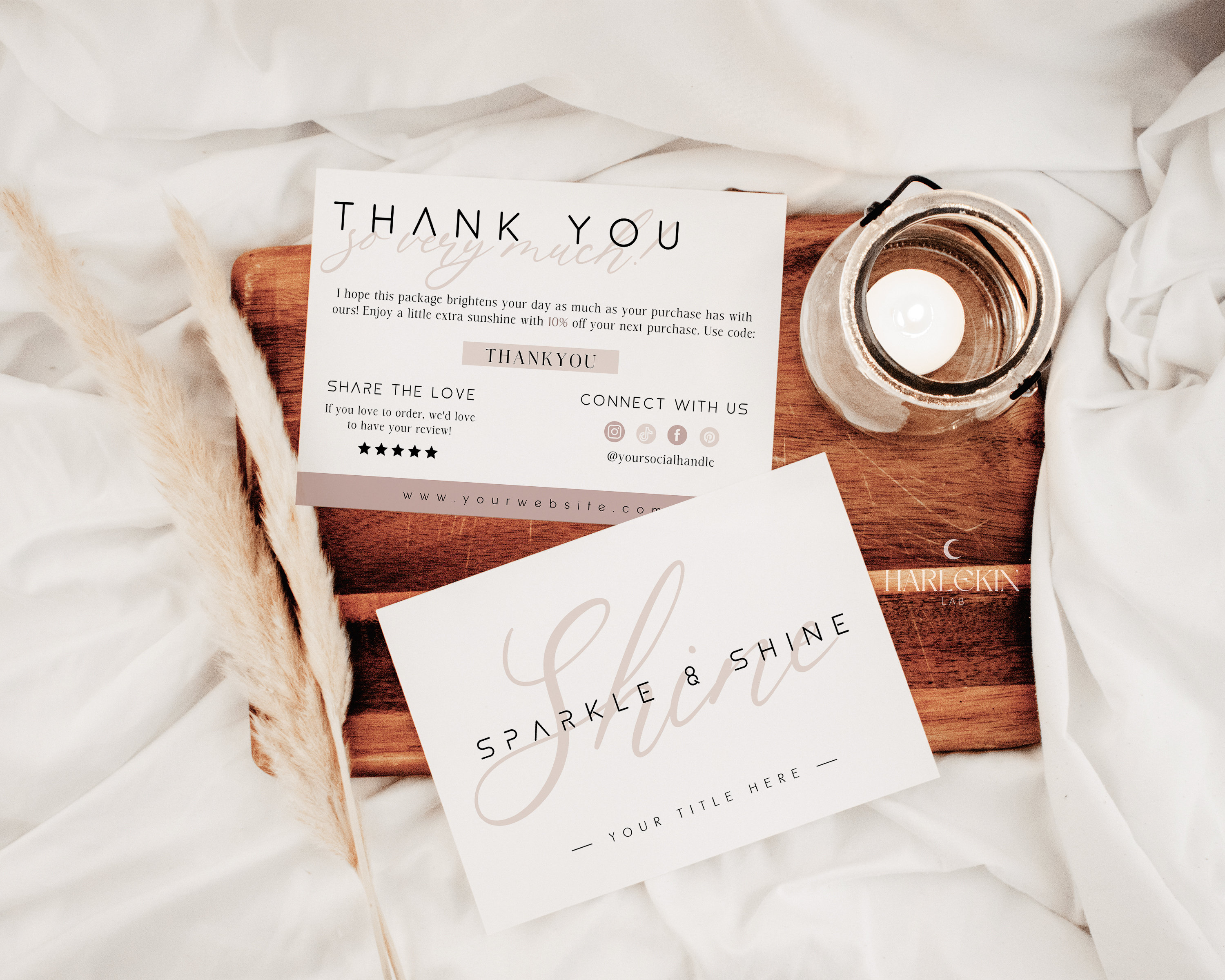 Editable Thank You Card, Customizable Thanks Note, Package Insert ...