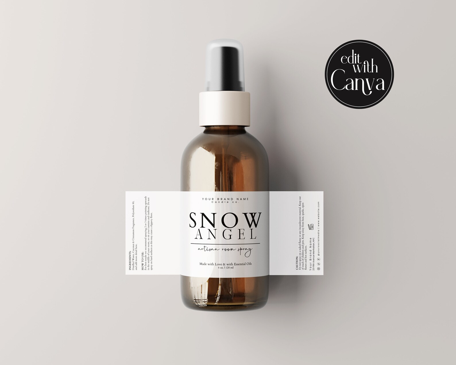 Editable Room Spray Label Template Canva, DIY Linen Spray Bottle Label ...