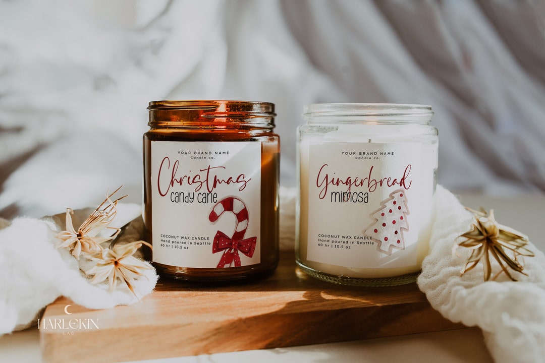 Editable Christmas Candle Label Set, Customizable Canva Template, DIY ...