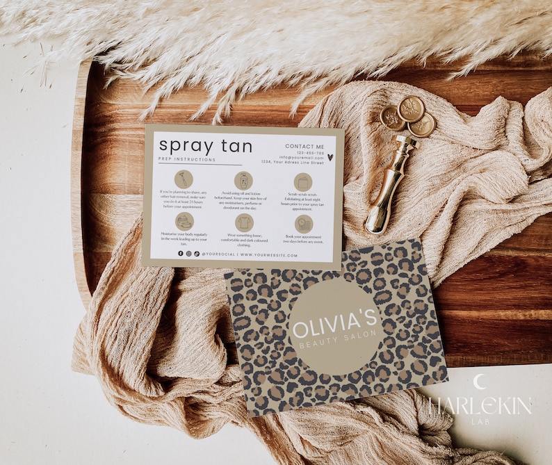 Editable Spray Tan Prep Card Template DIY Artist Tanning Care - Etsy