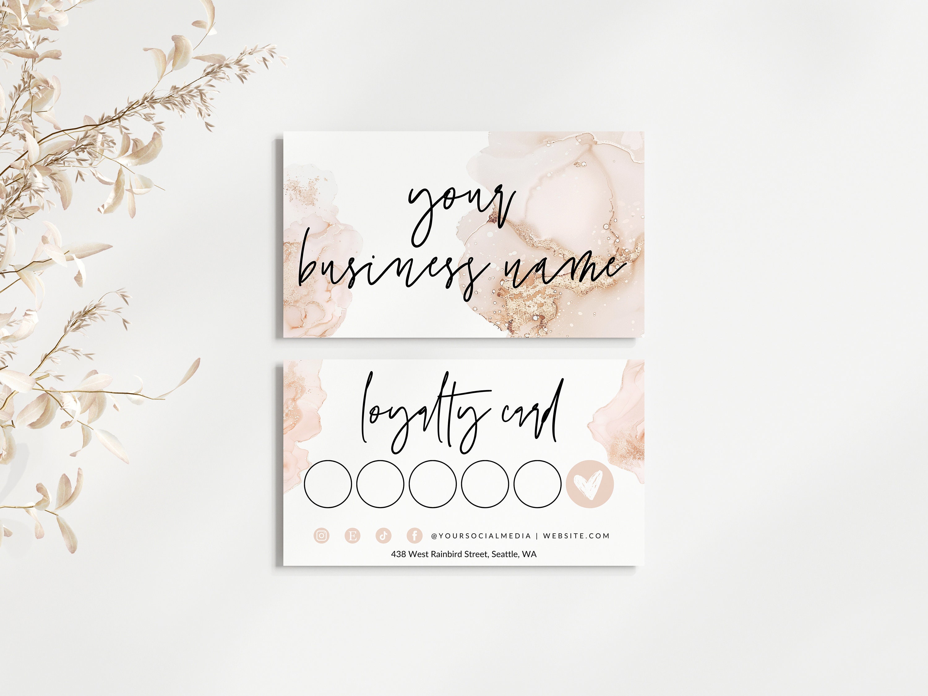Editable Loyalty Card Template, Modern Customer Card, Printable Rewards ...
