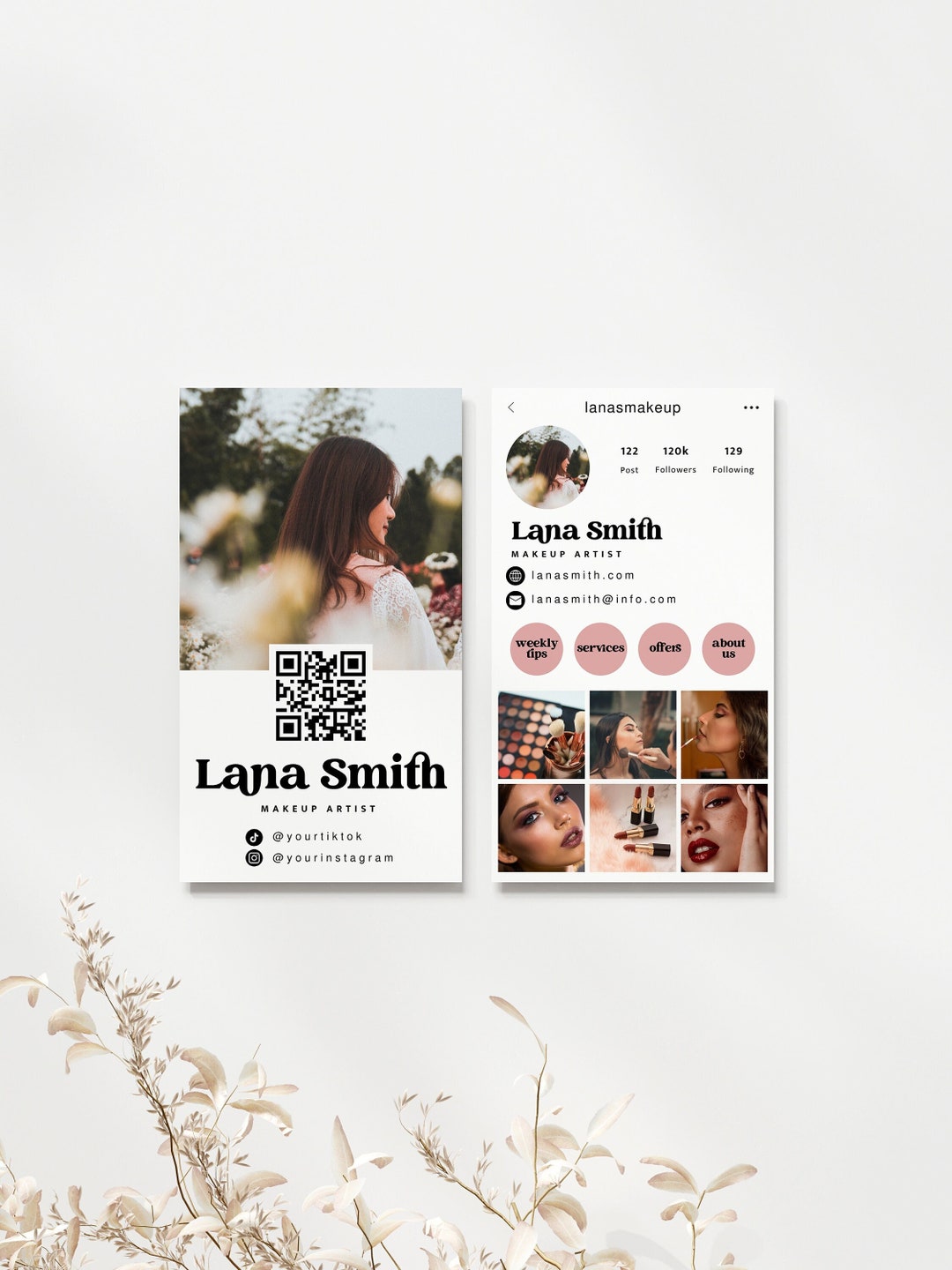 Printable Instagram Style Business Card With QR Code, Name Card ...