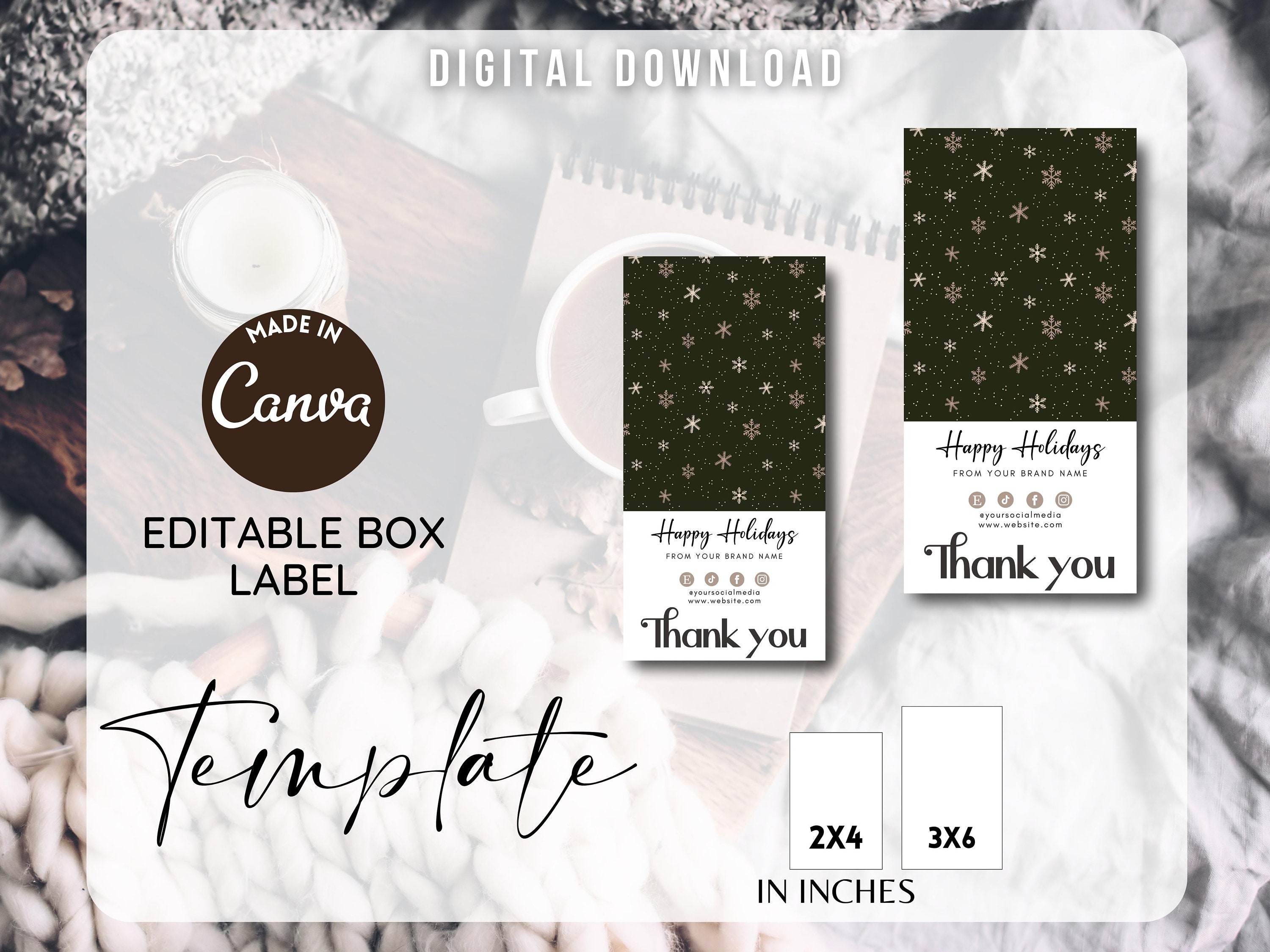 Editable Christmas Box Label Template Winter Shipping Label - Etsy