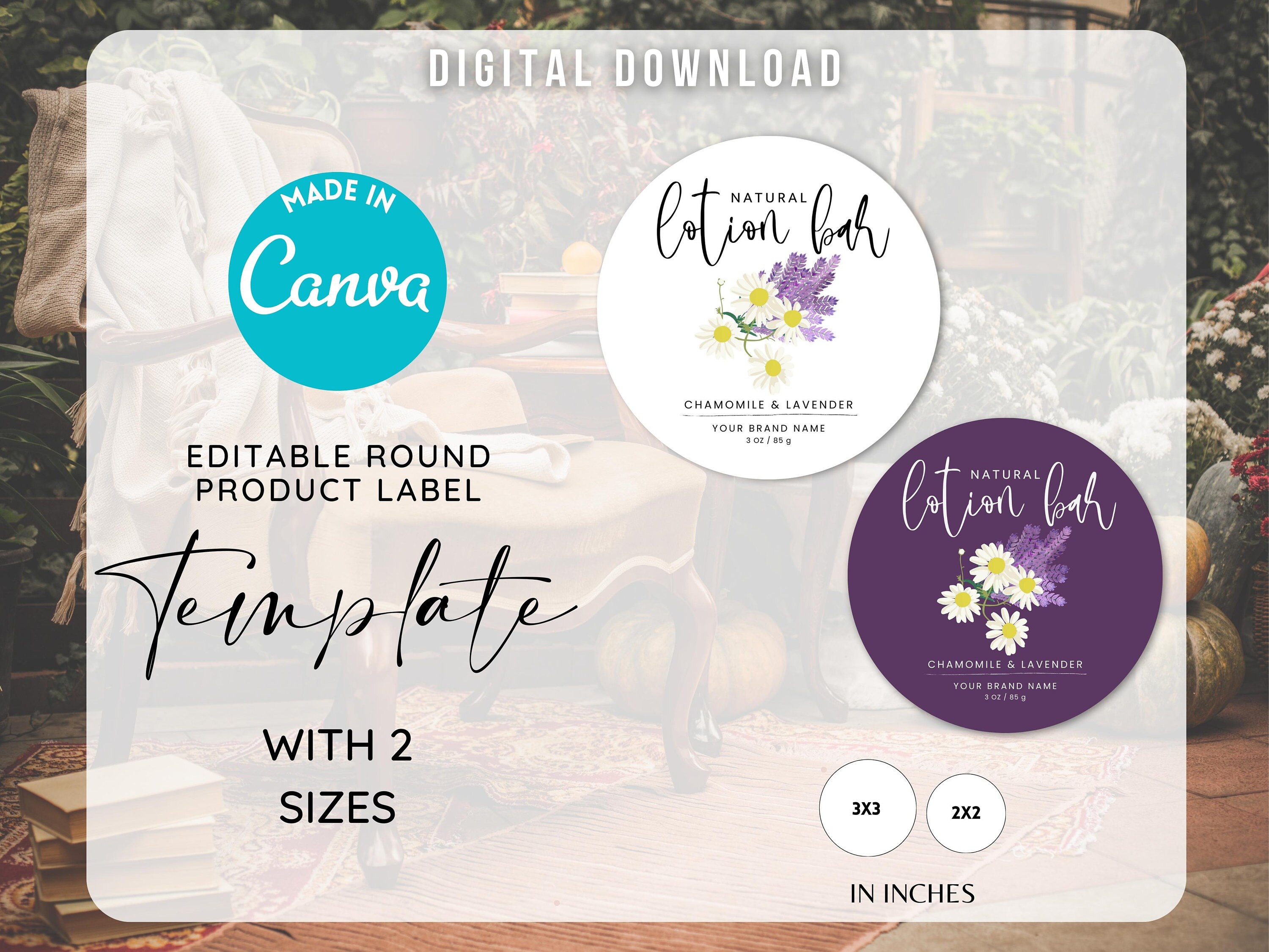 Editable Lotion Bar Label Template, DIY 3 Round 2 Round Product Design ...