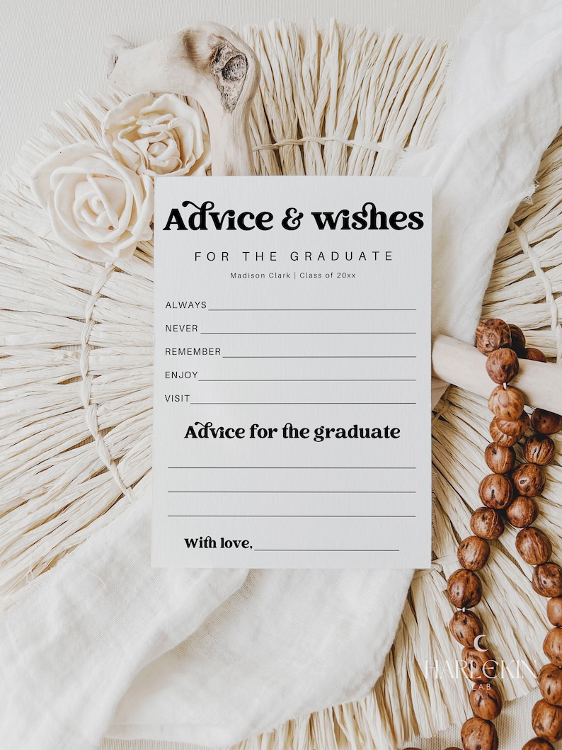 Modern Graduation Advice Card, Wishes for the Graduate, Graduate Advice ...