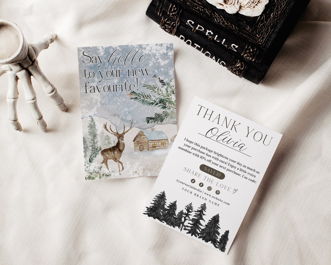 Editable Snowy Christmas Thank You Card Customizable Thanks - Etsy