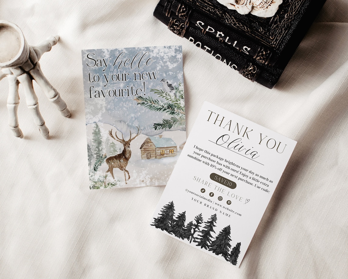 Editable Snowy Christmas Thank You Card Customizable Thanks - Etsy