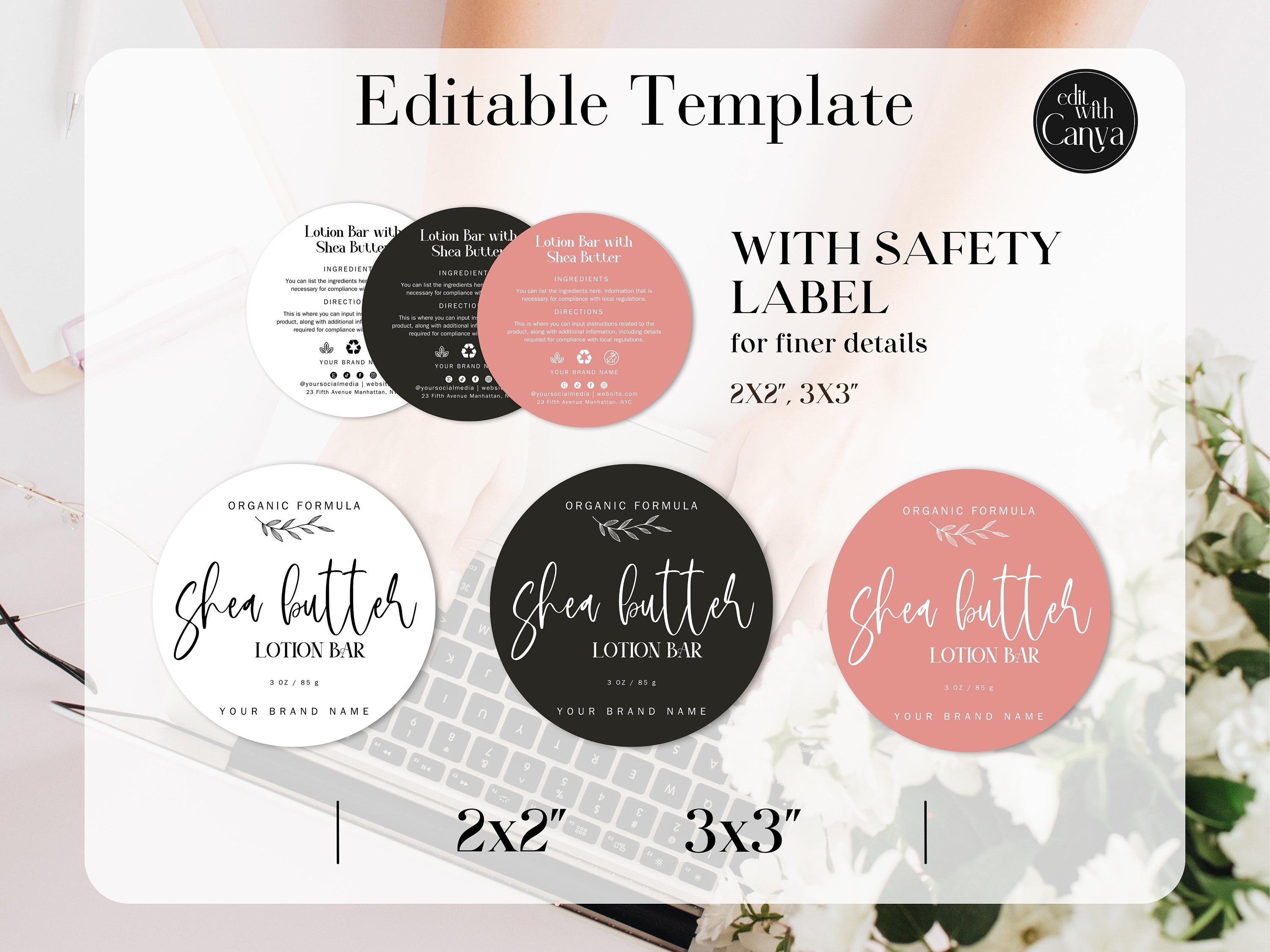 Editable Lotion Bar Label Template DIY 3 Round 2 - Etsy
