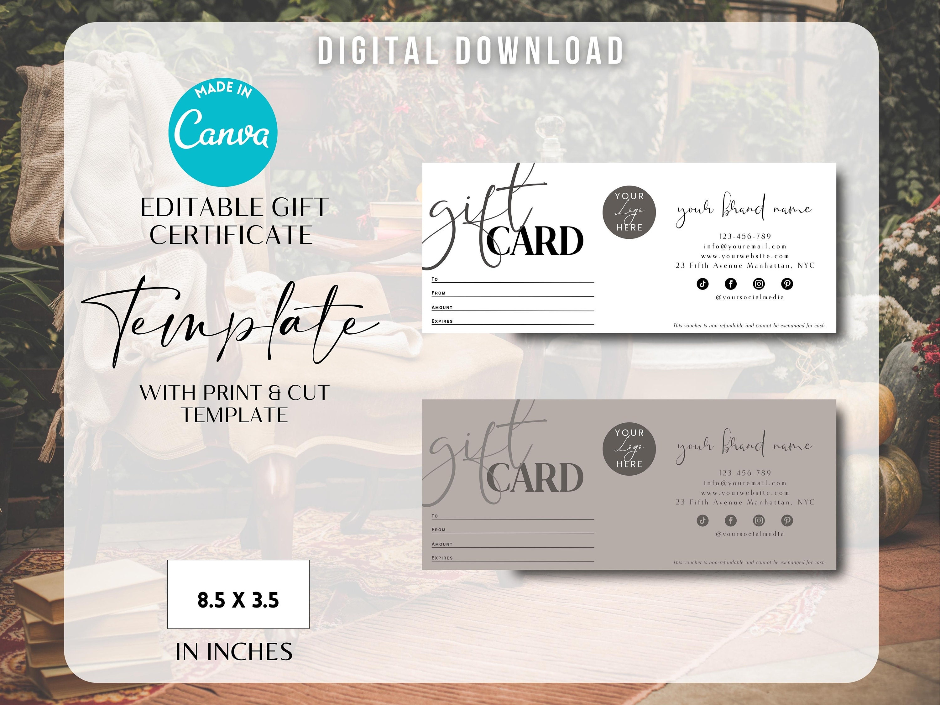 Editable Gift Voucher Certificate Template, Customizable Unique Gift ...