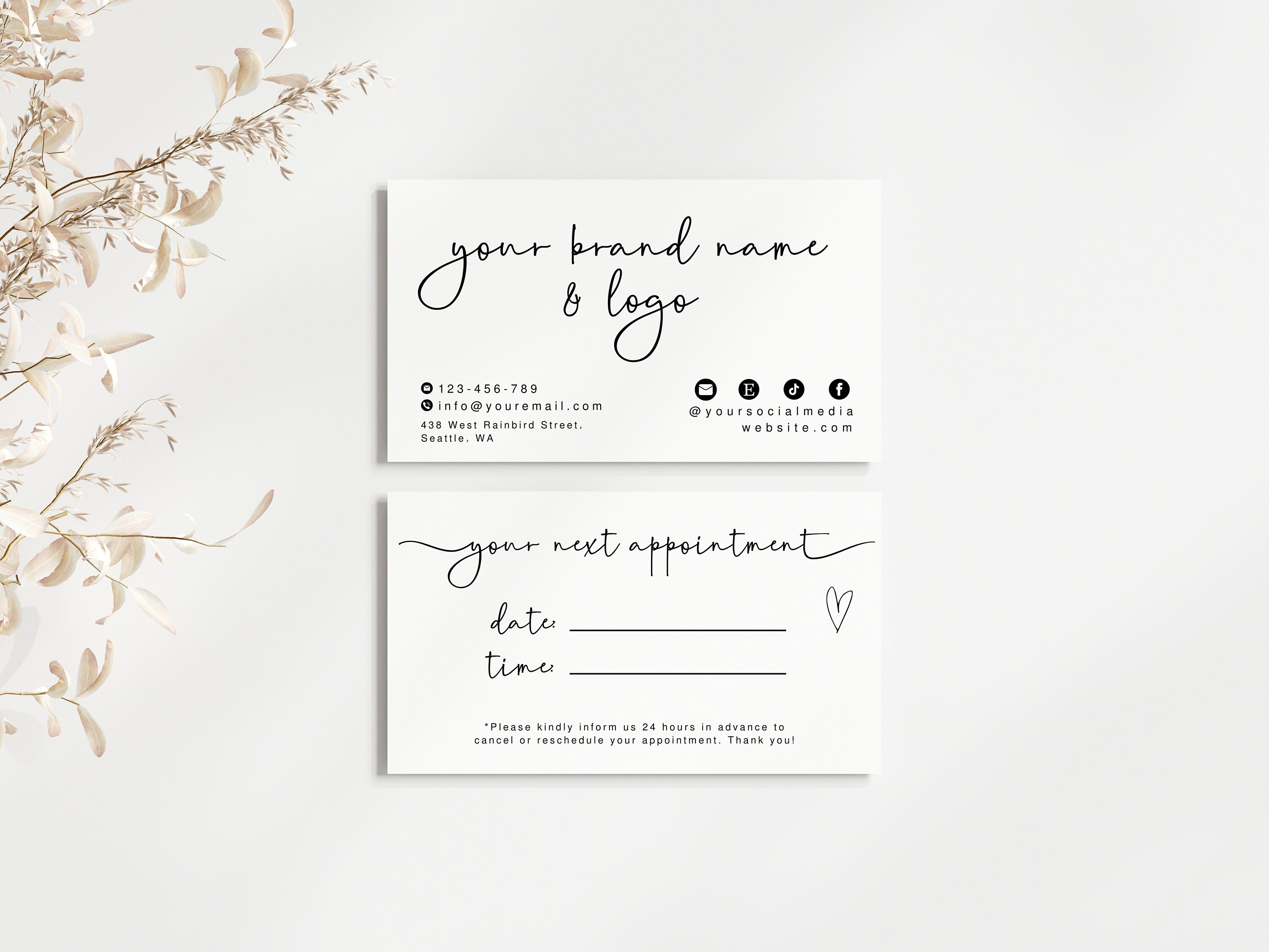 Editable Appointment Card Template, DIY Appt Business Card Design ...