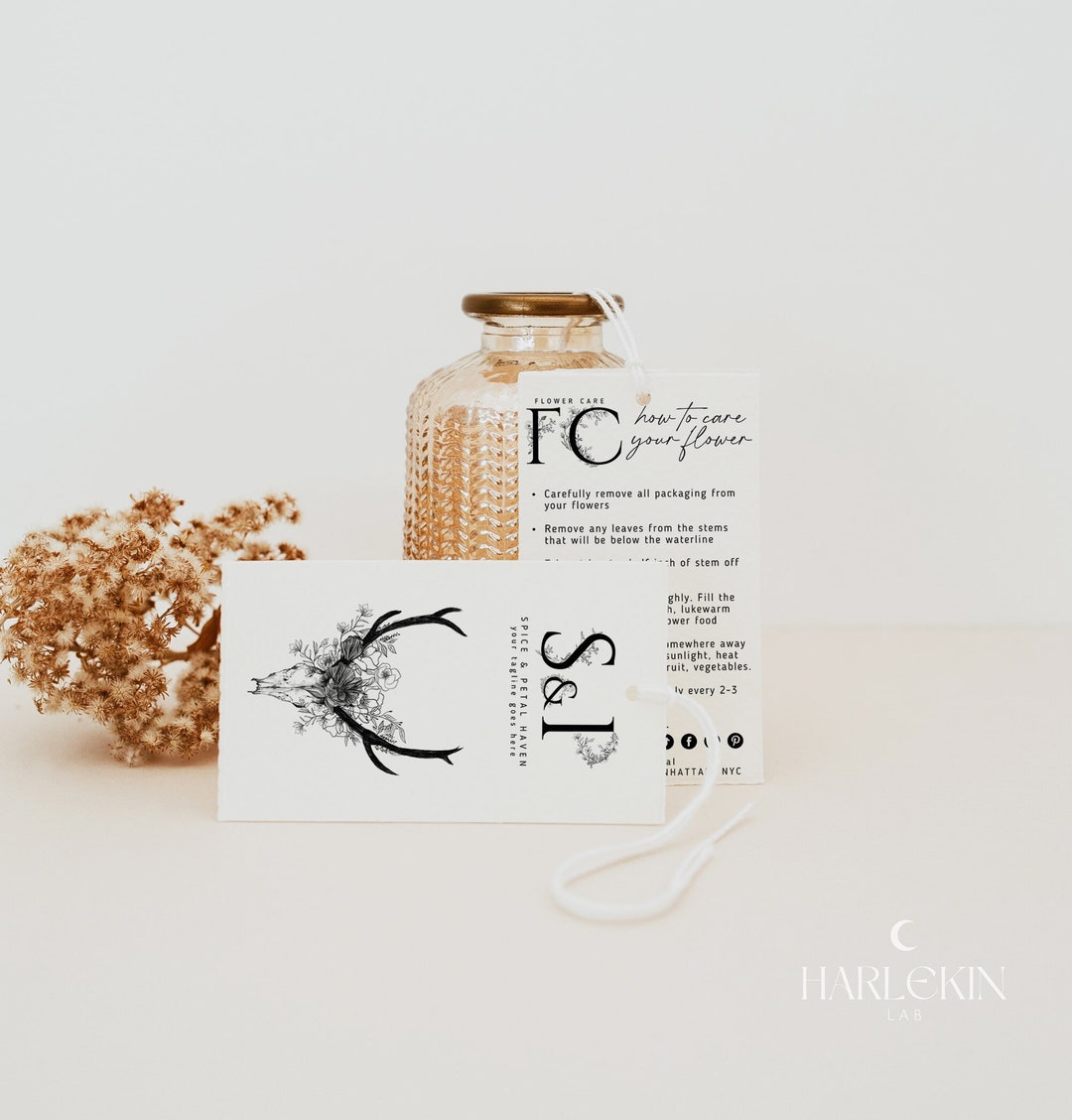 Editable Florist Hang Tag Template, Customizable Minimal Flowers Care ...