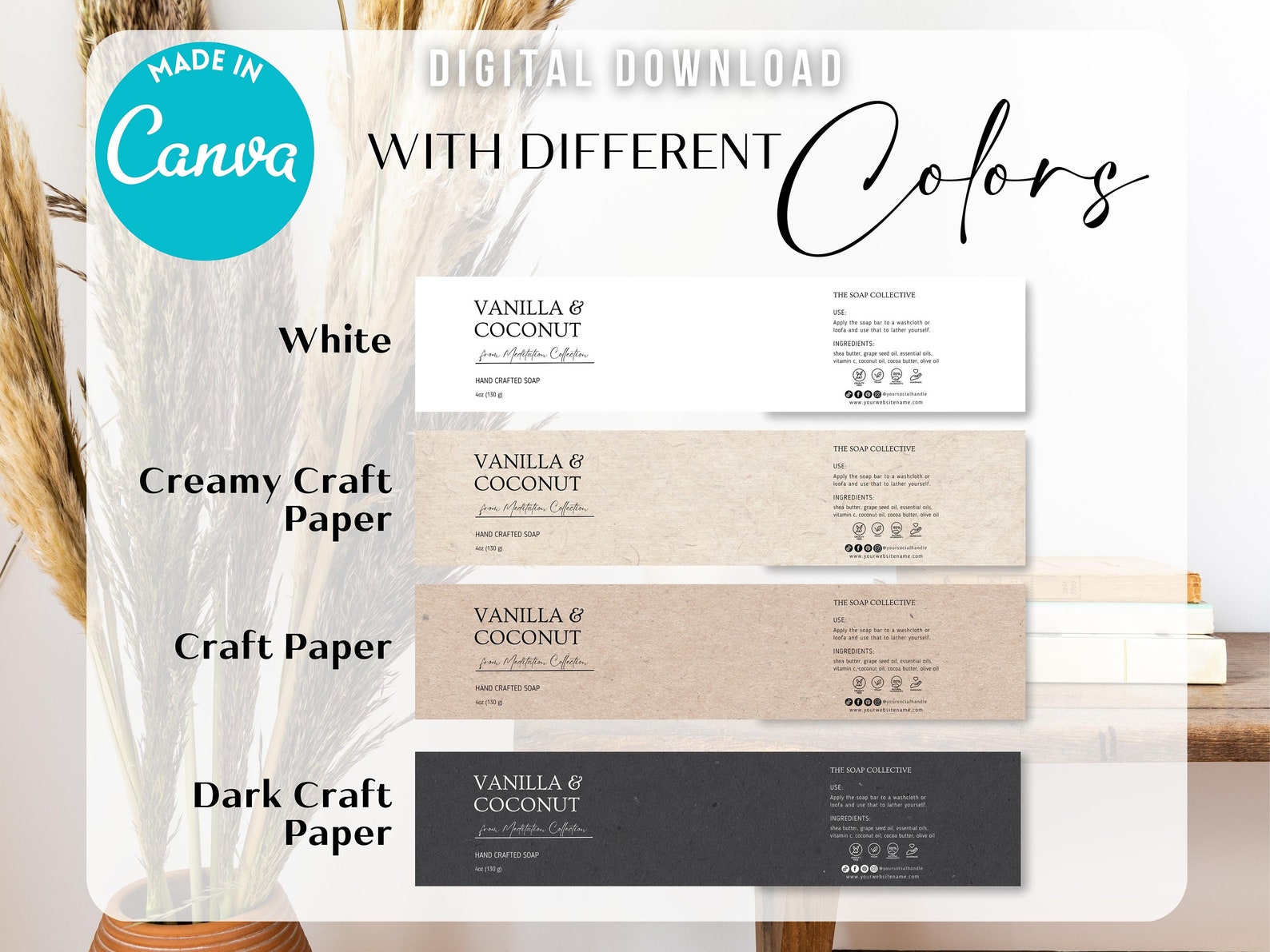 Minimalist Soap Label Template, Customizable Wrap Whipped Soap Label ...