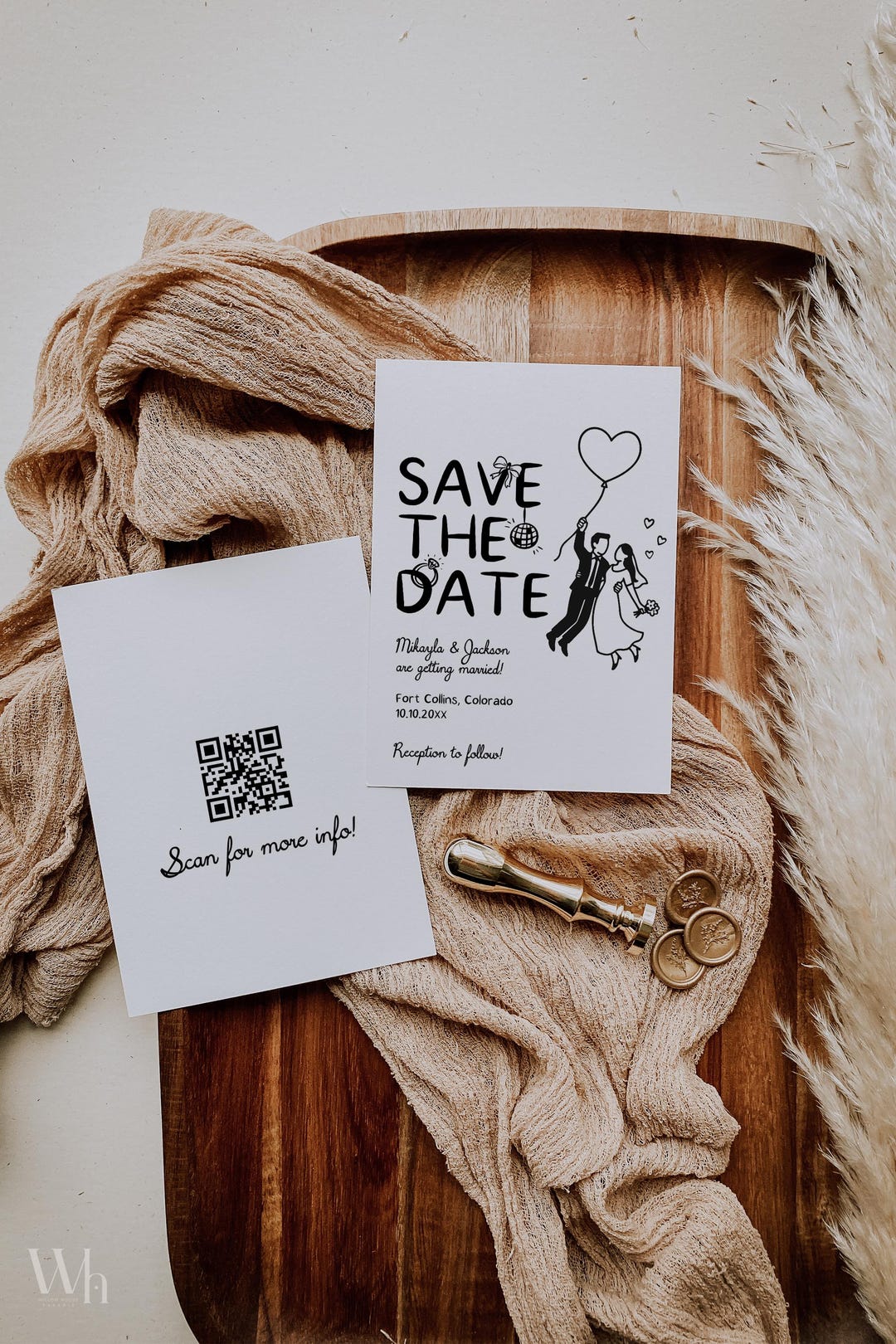 HEIDI Save the Date Template, Hand Drawn Double Sided Invitation ...
