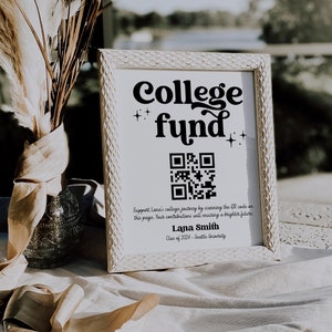 Editable College Fund Sign Template, DIY Grad Party QR Code Sign, Venmo ...